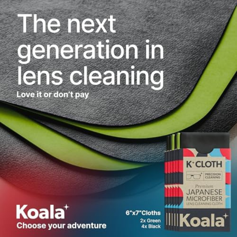 Koala Lens Cleaning Cloth | Japanese Microfiber | 6 Pack, Black / Green ...
