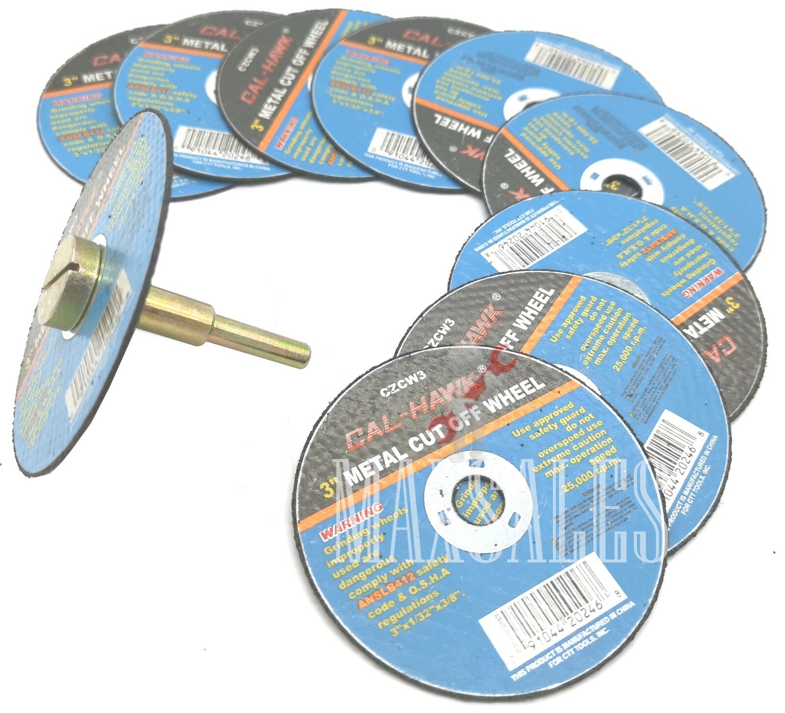 10pc 3" X 1/32" CUT OFF WHEELS 3/8" ARBOR & 1/4" SHANK ARBOR ADAPTER | eBay