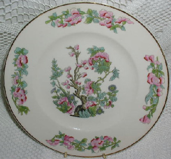 Aberdeen China Indian Tree Pattern Pink with Green Leaf 8-7/8 " Plate ...