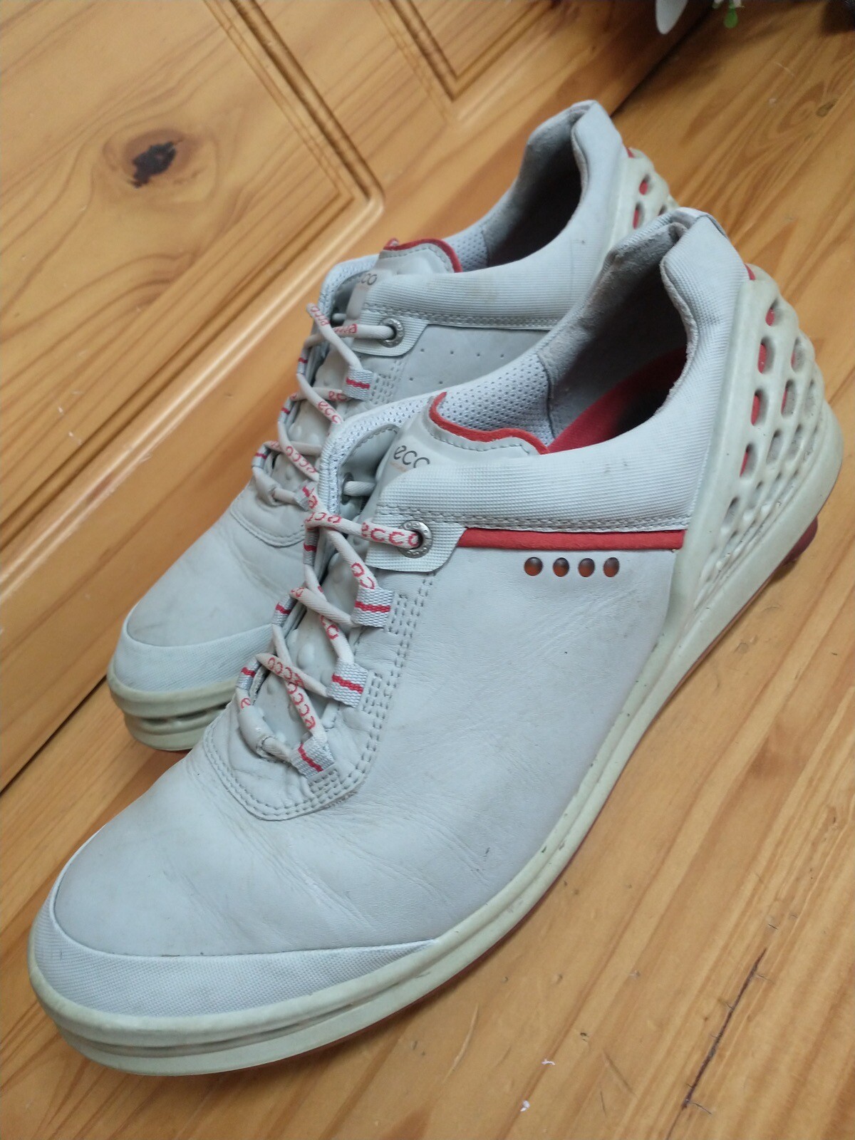 Ecco Hydromax Gray Red Golf Shoes Extra Width Leather EURO 44 Mens US 11 | eBay