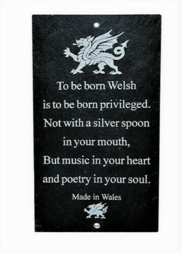 "TO BE BORN WELSH" Engraved Welsh Slate Wall Plaque Sign Wales Novelty ...