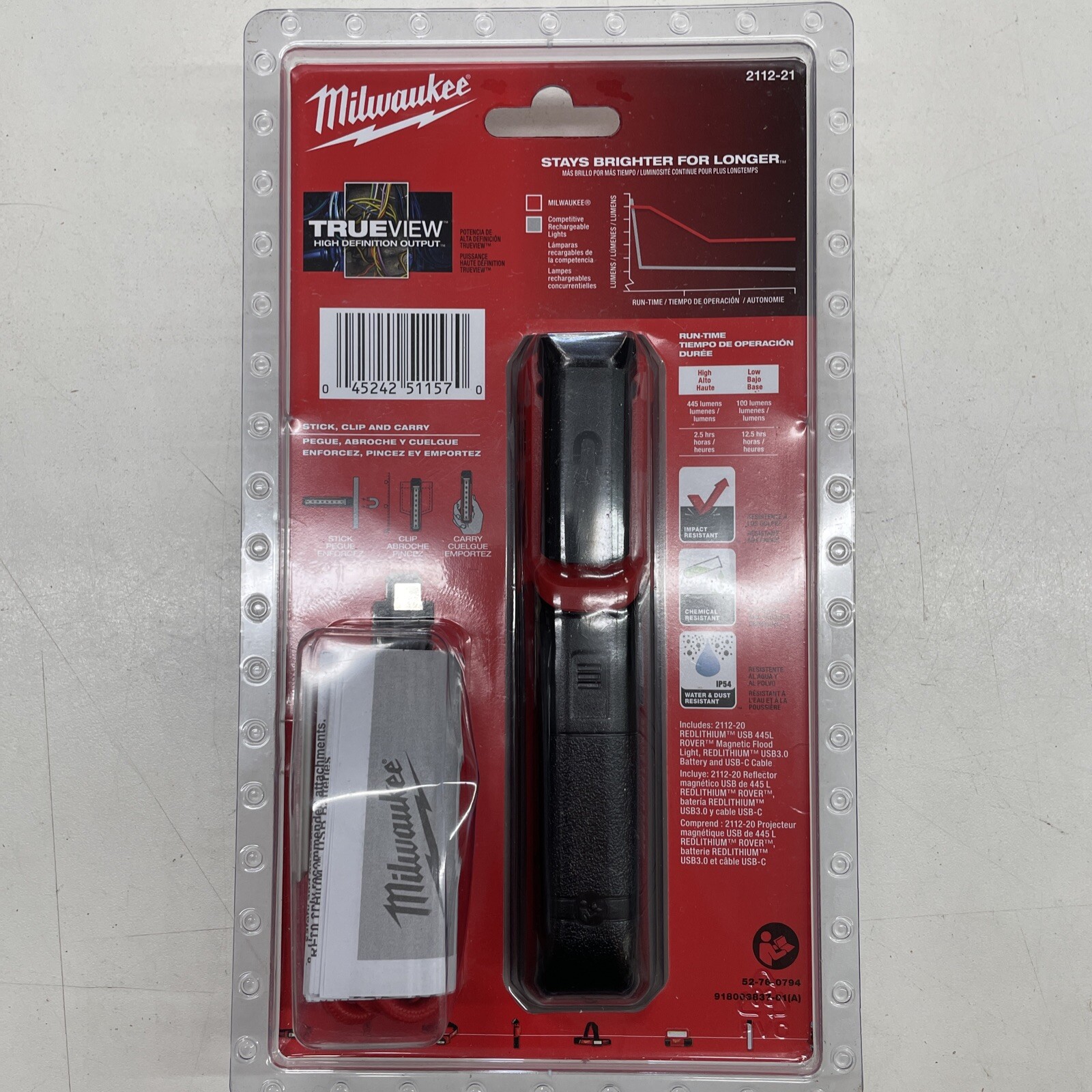 Milwaukee USB Rechargeable Rover Pocket Flood Light - Black/Red (2112 ...