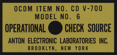 Check Source Label, Anton CD V-700 Model 6 Geiger Counter, CDV 700 CDV ...