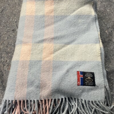 Samband Landau Iceland Pure Wool Plaid Blanket Blue 78" x 59” | eBay