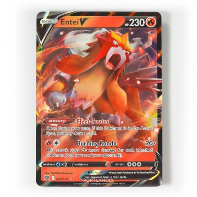 Pokemon - Entei V - 022/172 - SWSH Brilliant Stars - Half Art Card | eBay