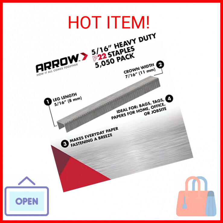 Arrow 225 Heavy Duty P22 Staples for Use with Plier-Type Paper and Bag ...