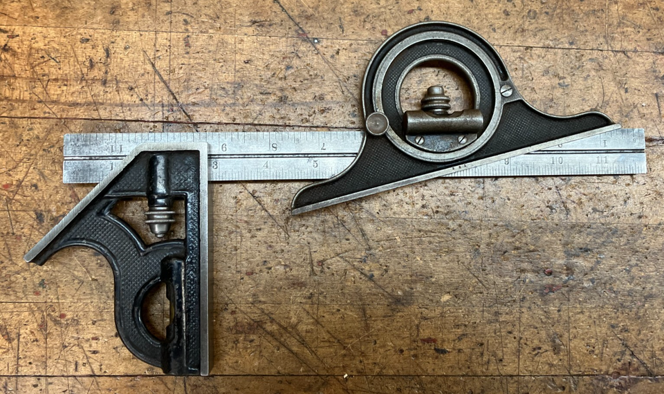 Vintage Starrett 12" Combination Square & Protractor Head | eBay