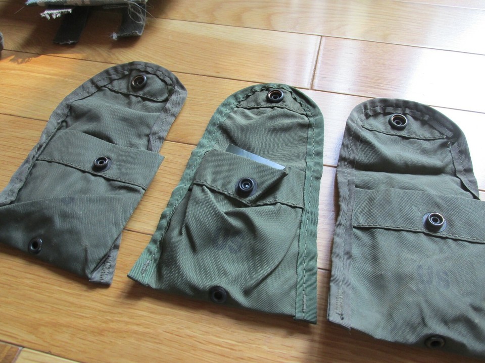 (3) US MILITARY USGI ALICE COMPASS POUCH CASE OD GREEN NYLON!! EXC ...