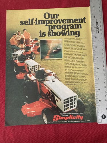 Simplicity Mowers Manufacturing Company 1973 Print Ad - Great To Frame ...