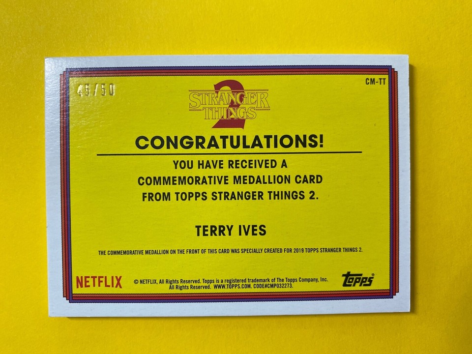 2019 Topps/Netflix Stranger Things2 MEDALLION Terry Ives CM-TT #45/50 ...