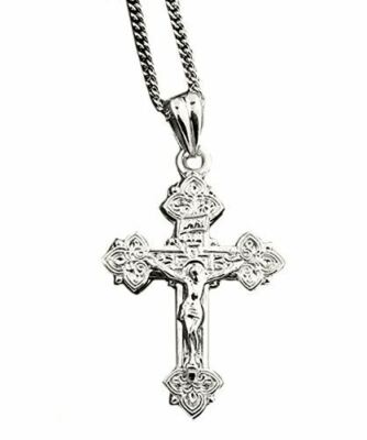 Crucifix 925 Sterling Silver Tone Cross Christ Jesus Chain 1 1/4 Inch ...