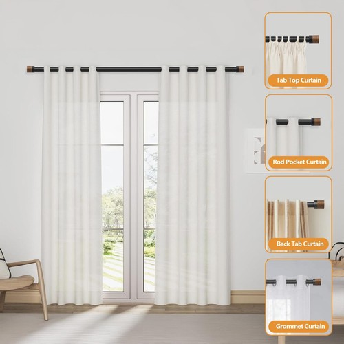 Wood Curtain Rods for Windows 72 to 144 Inches6-12ft1 inch Adjustable ...