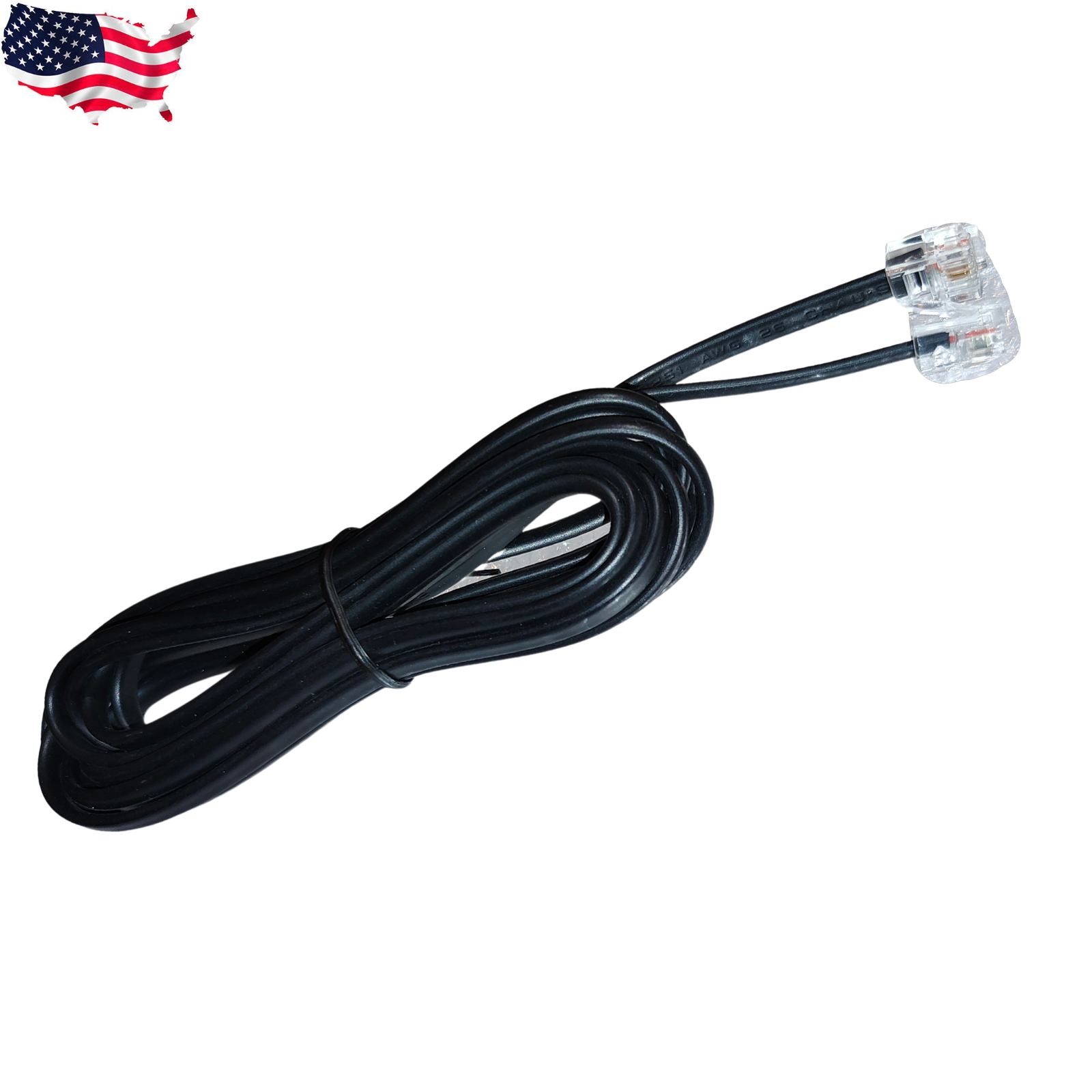 Black 7ft Telephone Modular Line Cord Phone Cable Extension Wire RJ11 ...