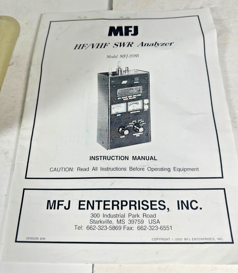 MFJ-259B HF/VHF SWR Antenna Analyzer 1.8MHz-170MHz w/Power Supply ...
