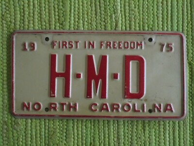 1975 North Carolina License Plate NC First in Freedom 75 Tag H-M-D | eBay
