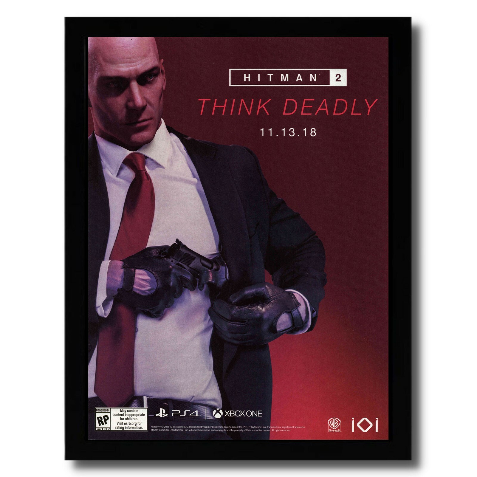 2018 Hitman 2 Framed Print Ad/Poster PS4 Xbox One PC Video Game Promo ...