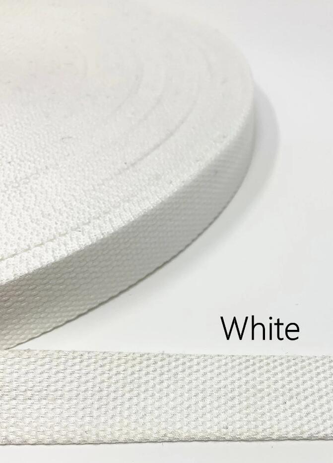 White Cotton Webbing - 1 inch (25 mm) Heavy weight Cotton Webbing (5 ...