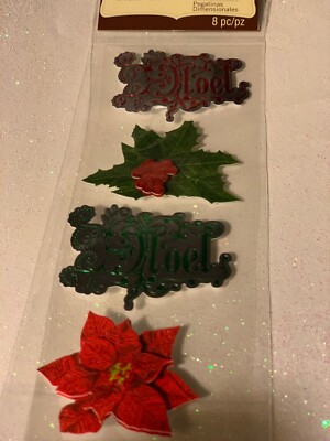 RECOLLECTIONS 3D STICKERS CHRISTMAS NOEL POINSETTIA STICKERS NEW | eBay