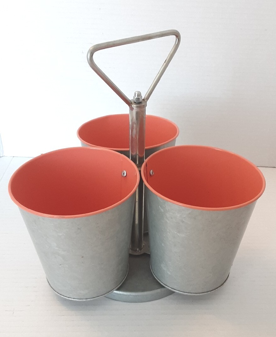 Zak! METAL LAZY SUSAN Triple Caddy Kitchen Utensil Farm Bucket Storage ...