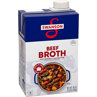 Swanson 100% Natural Gluten-Free Beef Soup Broth, No MSG, Non-GMO, 48 ...