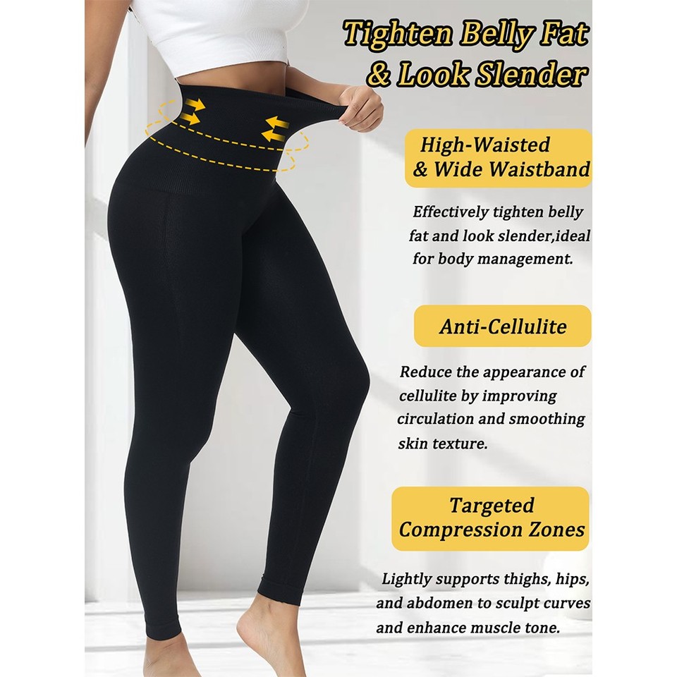 Anti Cellulite Compression Leggings Leg Shaper High Waist Black Pants ...