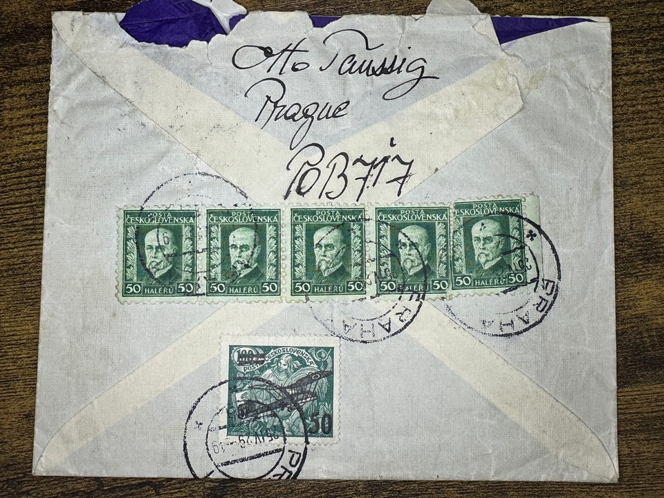 1929 CZECHOSLOVAKIA Air Mail Cover GB Via Paris CIDNA Praha 82-Letiště ...