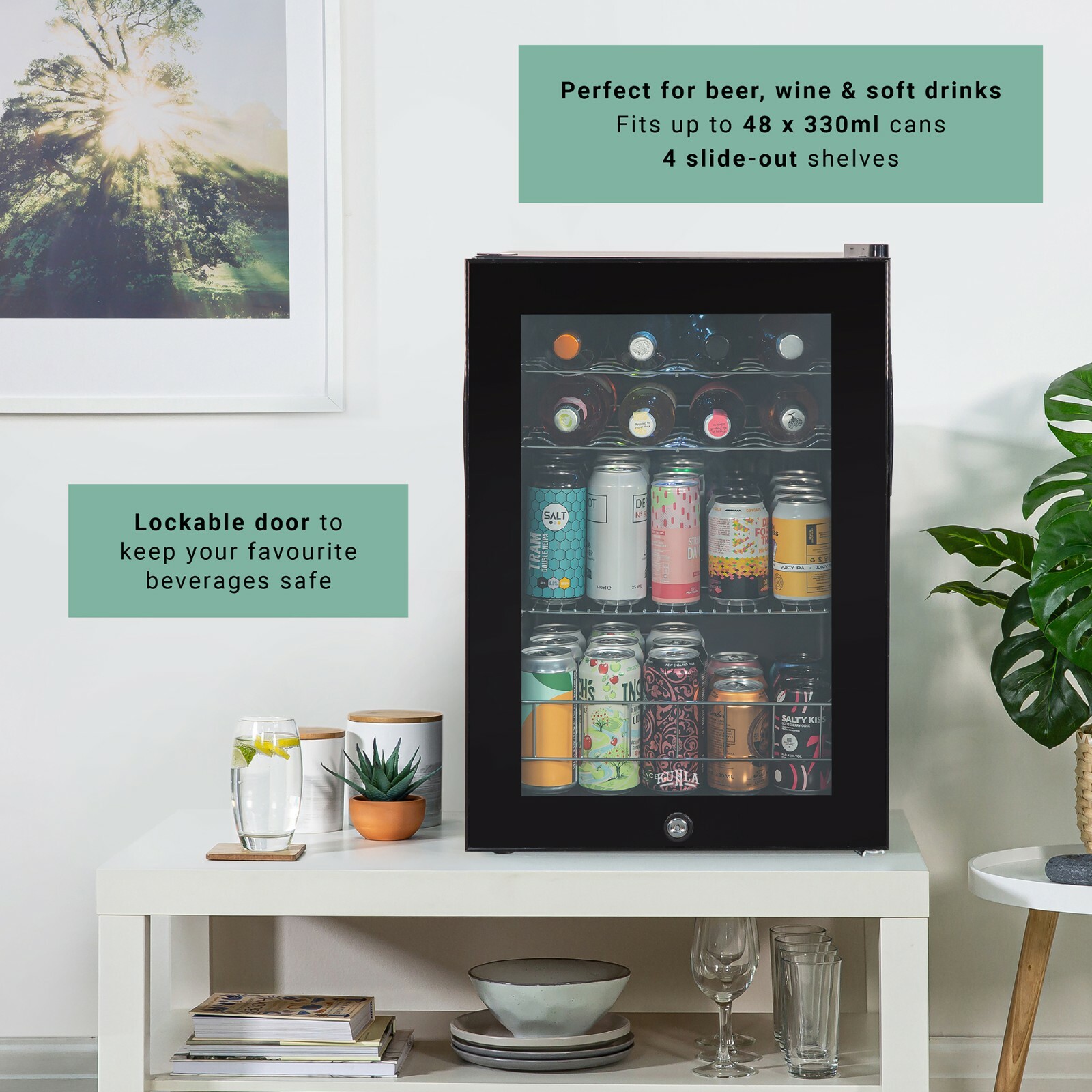 Kuhla Drinks Mini Fridge 62L Table Top Wine & Drink Cooler with Lock ...