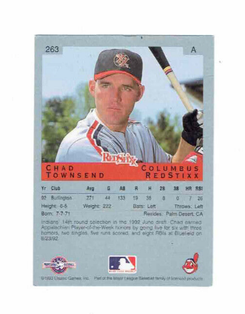 Chad Townsend Columbus Reddstixx 1B 1993 Classic Best Baseball Card | eBay