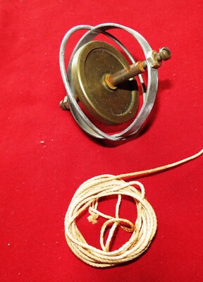 VERY EARLY TOY GYROSCOPE w/ A SOLID BRASS WHEEL, and ADJUSTIBLE SCREWS ...