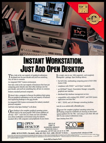 1991 Sco Unix System V/386 Instant Workstation PRINT AD Retro Computers ...