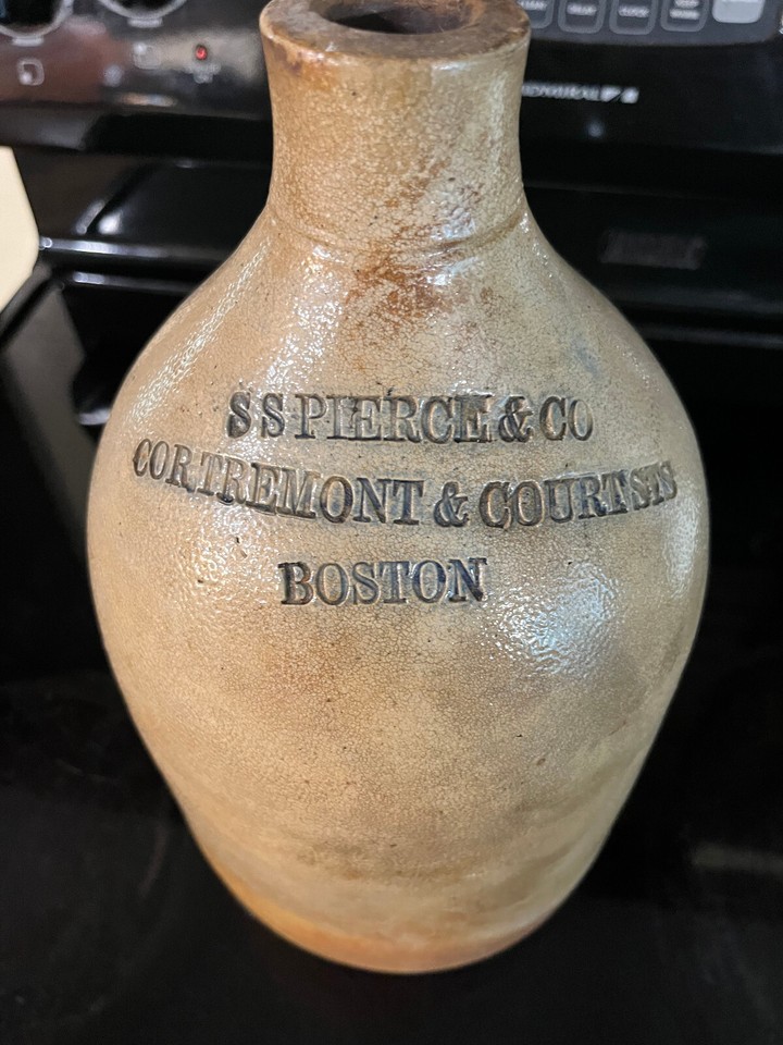 Stoneware Jug One Gallon SS Pierce & Co. Corner Tremont & Court Streets ...
