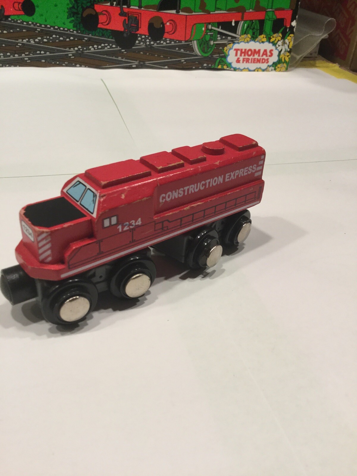 CONSTRUCTION EXPRESS 1234~Wooden Geoffrey Train ENGINE TOY 2003 magnet ...