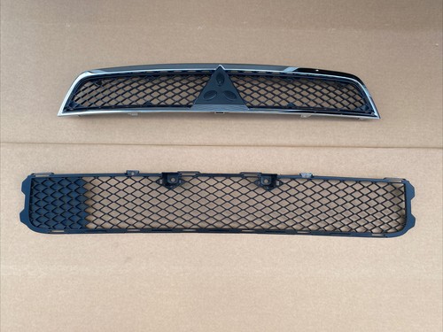 2PC Set 2008-2015 LANCER Front Bumper Upper Lower Grille Chrome and ...