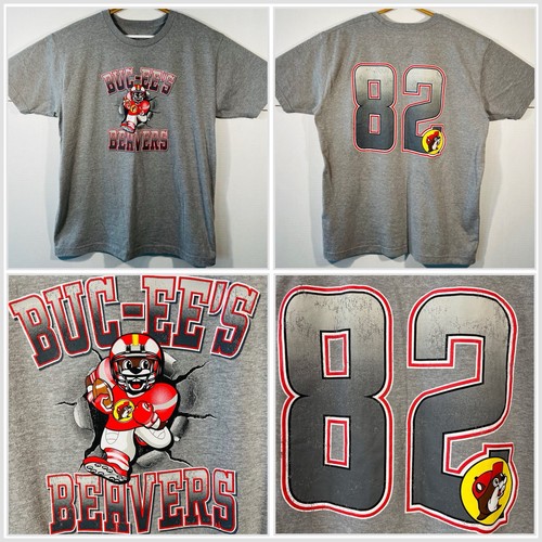 Buc-ees Beavers Football #82 Double Side Graphic Tee T Shirts Gray Size Large | eBay