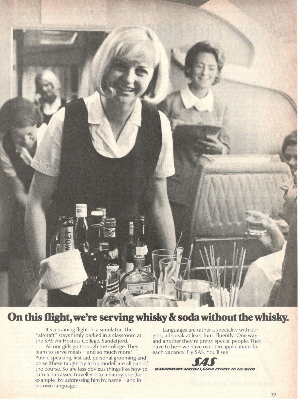 SAS Scandinavian Airlines System Advertising 1 Page Original 1970 ...
