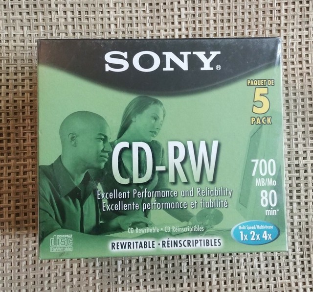 Sony CD-RW 5 Pack Blank Discs 700MB 80 Minute Rewritable New Factory ...