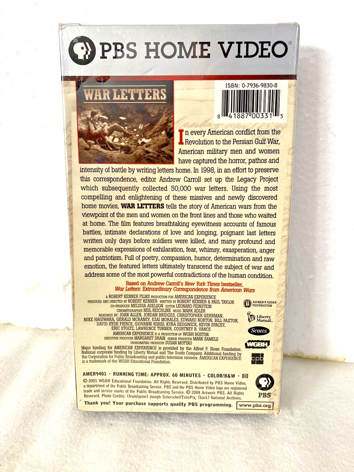 War Letters; PBS Home Video - VHS Tape - Brand New Factory Sealed | eBay