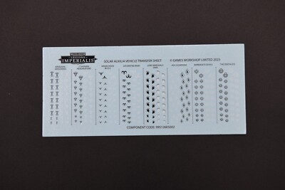 Warhammer Legion Imperialis: Solar Auxilia Vehicle Transfer Sheet | eBay