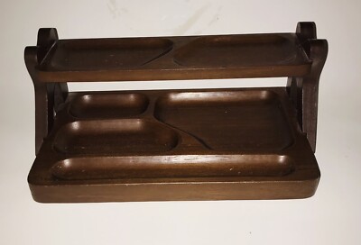 Vintage MCM Wooden 2-Tier Desk Organizer, Dresser Valet, Catch-all Tray ...