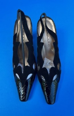 NEW in Box Bellini Snake and Leather Black Pointed Sling Back Heels ...