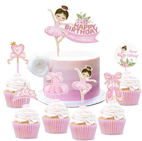 7pcs Dancing Ballerina cake topper Tutu Flower Ballet Dancer cake ...