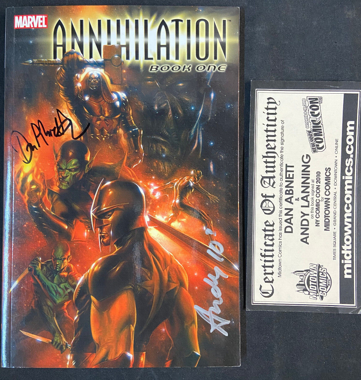 ANNIHILATION BOOK 1 SIGNED BY DAN ABNETT & ANDY LANNING W/ COA NY COMIC ...