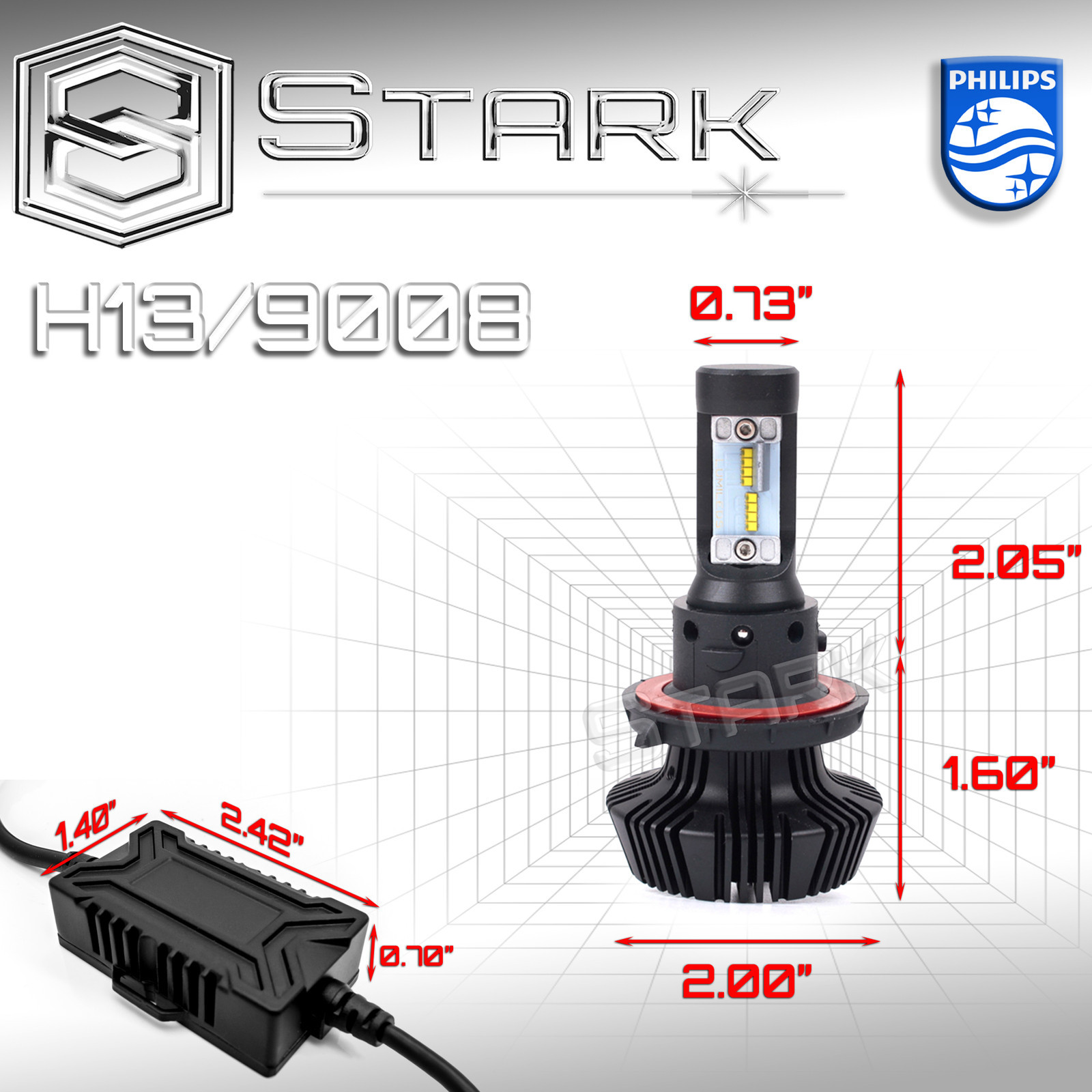 New Z ES LED 16000LM Kit 6000K White Headlight Dual Hi Lo PAIR - H13 ...