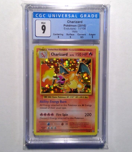 Graded CGC 9 Holo Rare CHARIZARD Evolutions 2016 Pokemon Card 11/108 ...