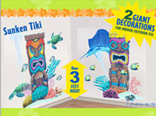 LUAU Hawaiian tropical party Scene Setter photo backdrop island beach ...