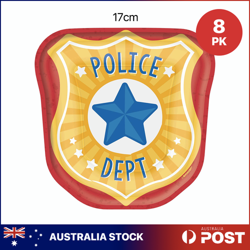 8pk Police Badge Shaped Paper Plates | Police Dept Theme Kids Party ...