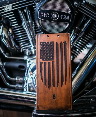 Harley Davidson Leather Fuel Gas Tank Panel Bib Brown United States USA ...