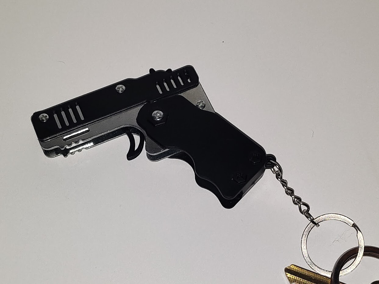 Keychain Gun Ring Rubber Band Mini Folding Key Children's Gift Toy All ...