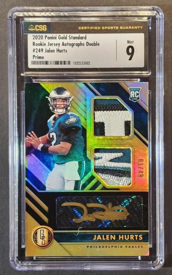 2020 Panini Gold Standard Auto Double Patch Jalen Hurts RC 01/49 CSG 9 ...