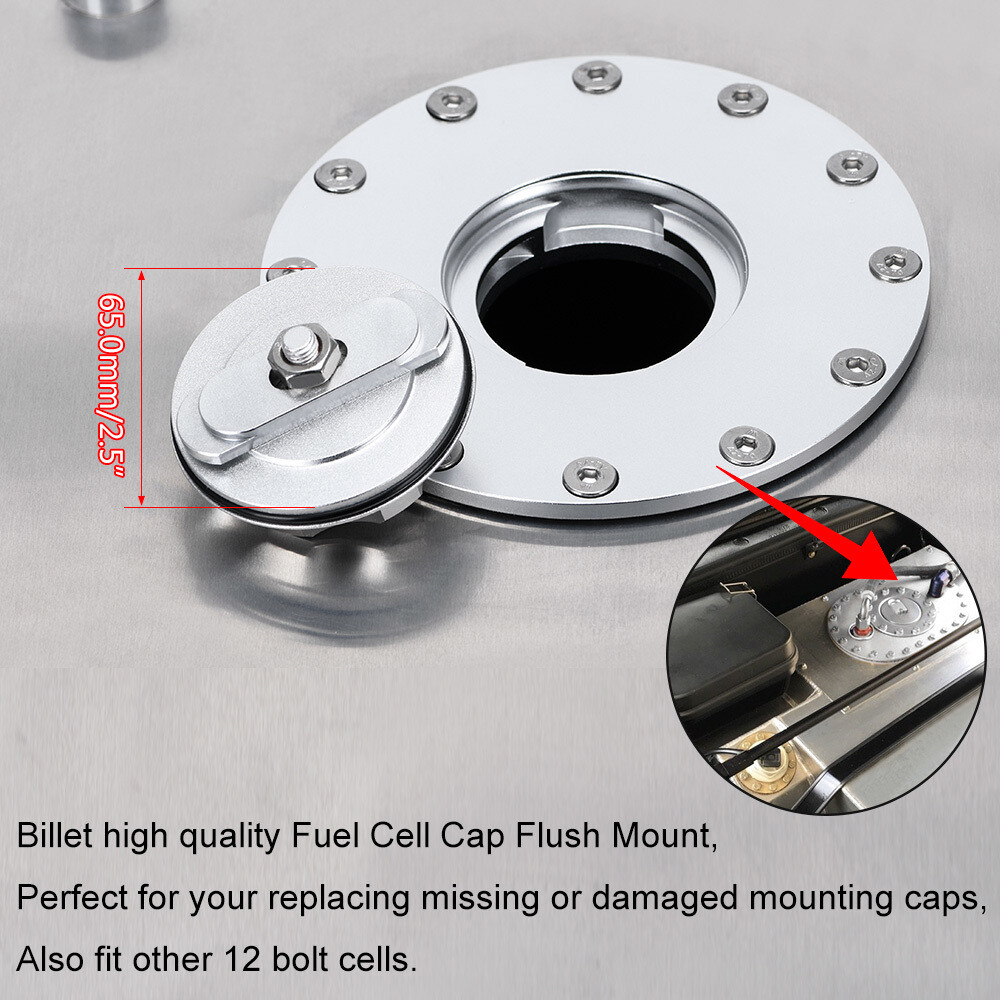 Fuel Cell Billet Aluminum Replacement Flush Bung 12 Bolt Surge Tank Cap ...